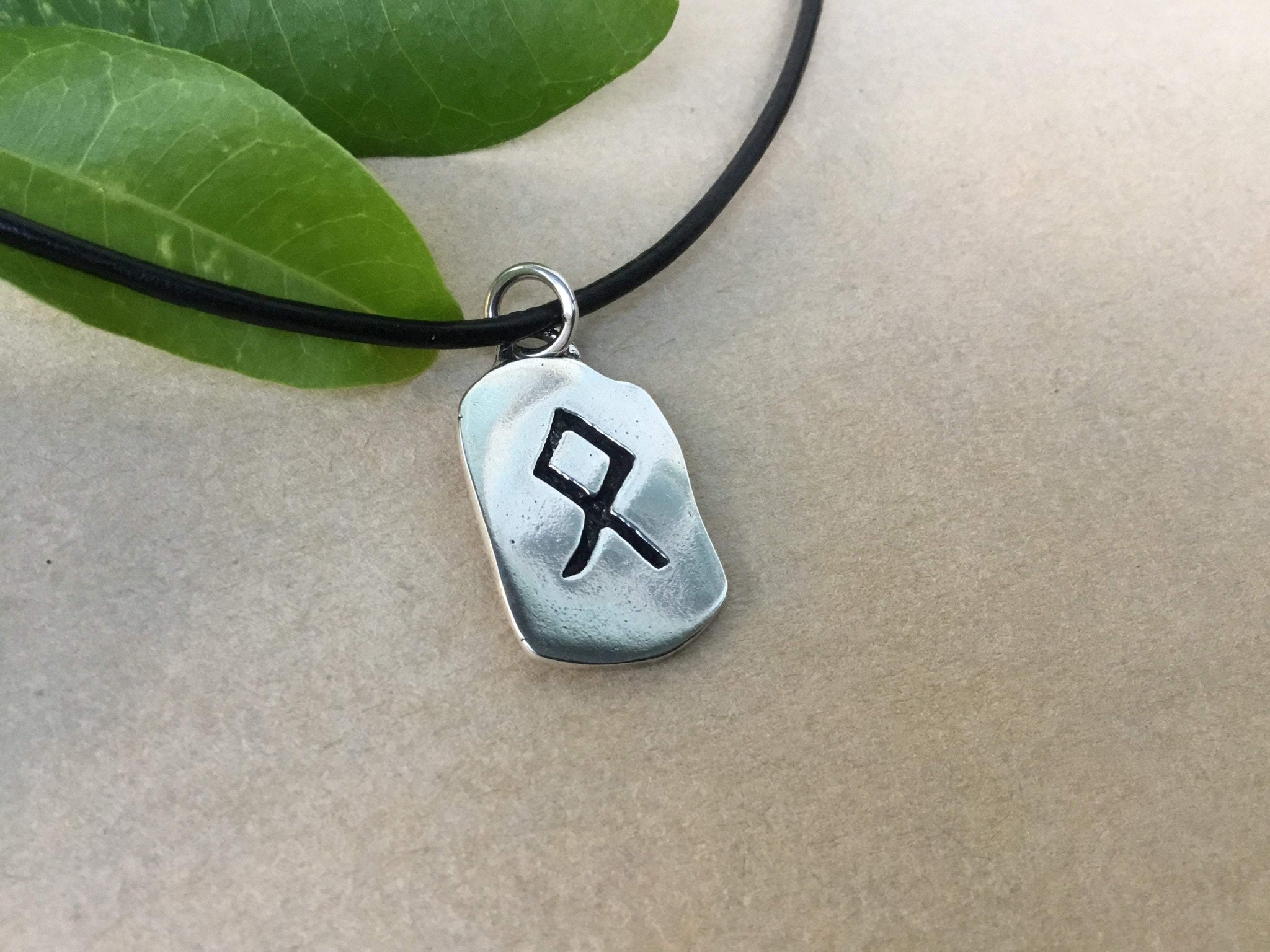 Sterling Silver Viking Odal Rune Antique Finish Pendant