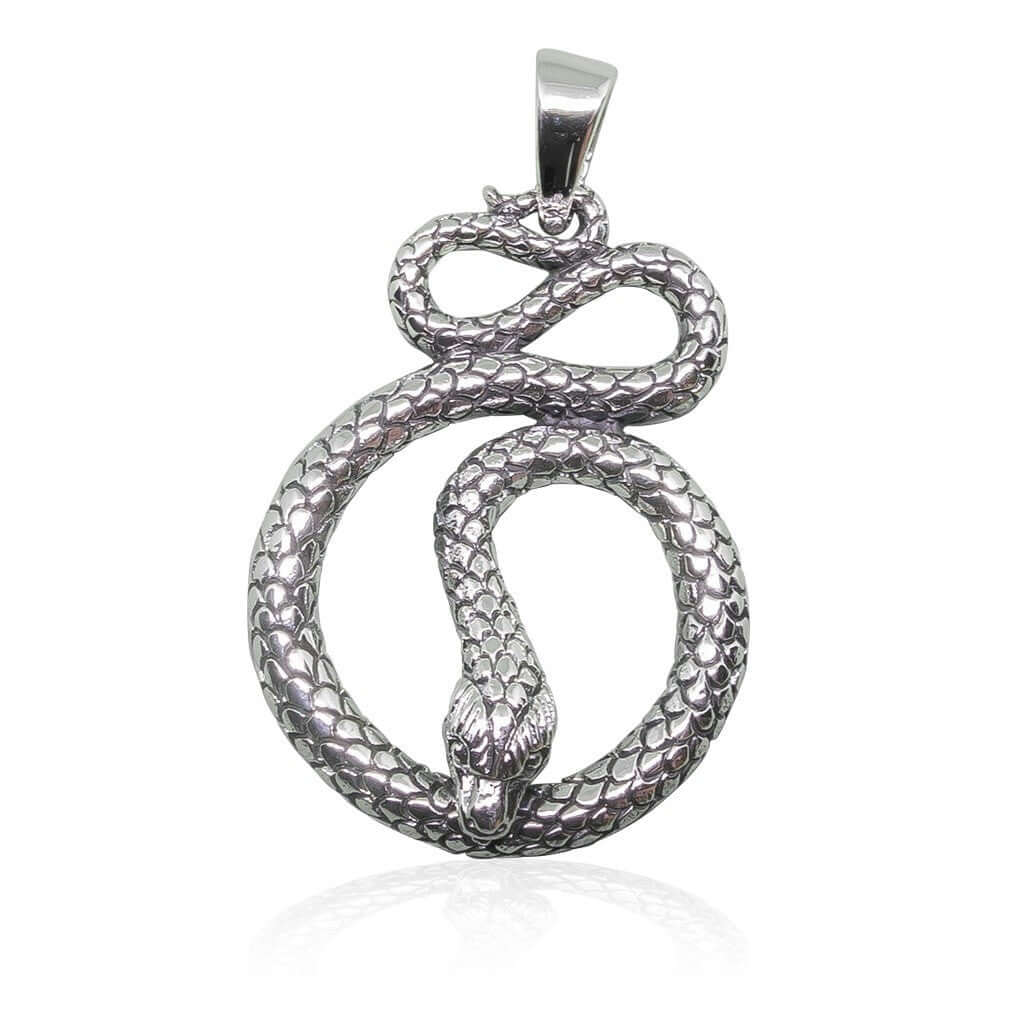 Sterling Silver Cobra Snake Infinity Serpent Pendant - SilverMania925