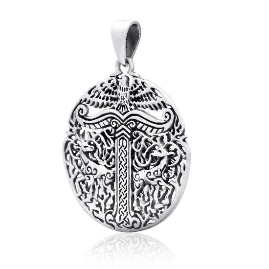 925 Sterling Silver Irminsul Sacral Pillar Old Saxon Pendant